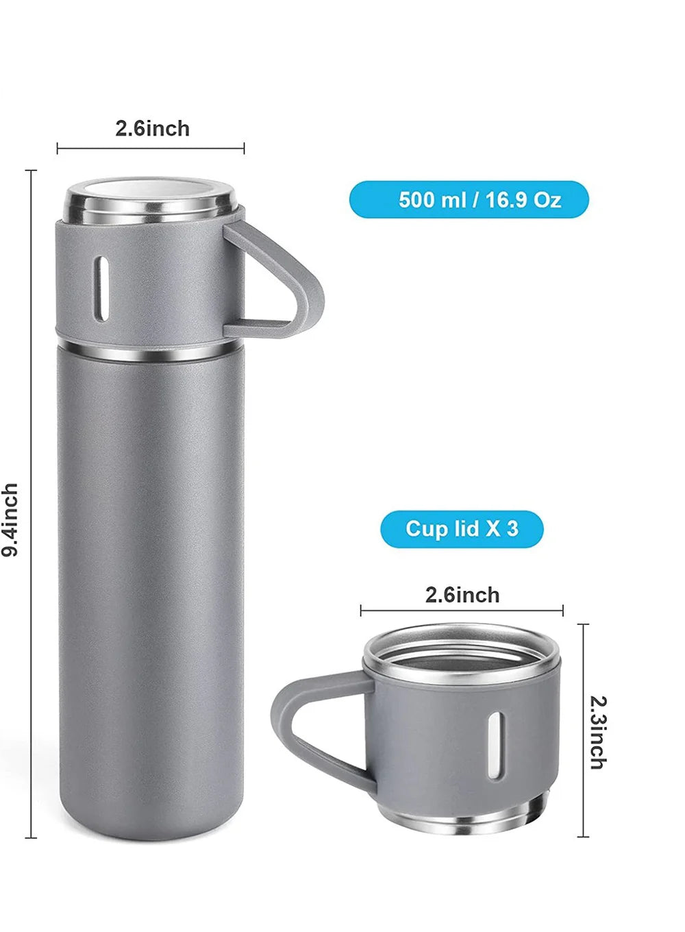 Stainless Steel Water Bottle Vacuum Flasks Insulated Cup 500ml – Tippitoes